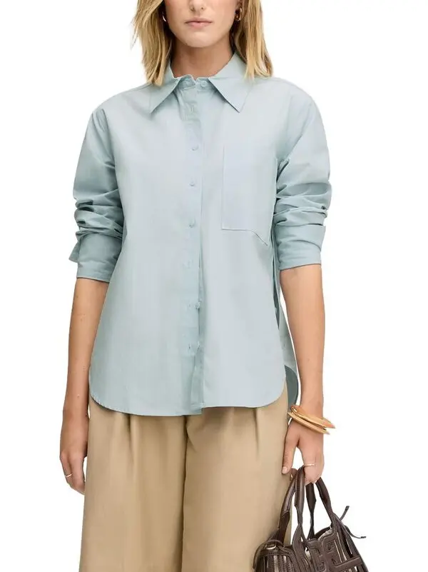 Sam Edelman Cotton Poplin Button-up Shirt - Soft Blue