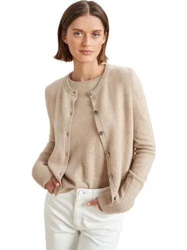 LA LIGNE Solid Lean Lines Cardigan - Tan