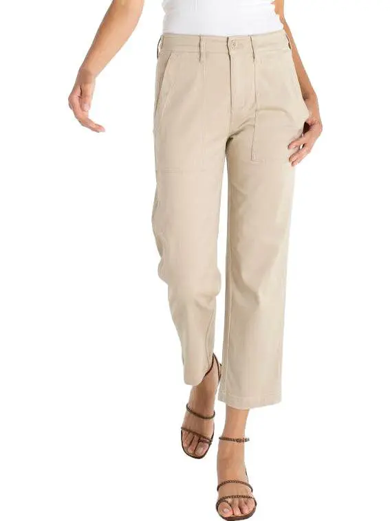 LIVERPOOL Crop Straight-leg Utility Pants - Safari Sand