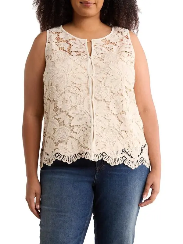 Vince Camuto Lace Vest - Soft Cream