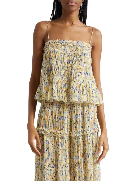 Ulla Johnson Florian Floral Silk Top - Daffodil