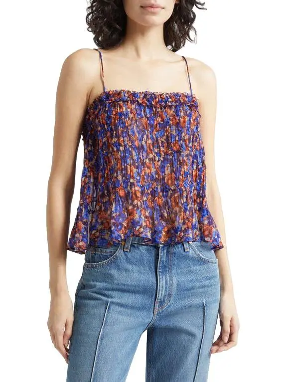 Ulla Johnson Florian Floral Silk Top - Violet