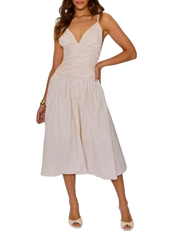 VICI Laurel Dot Print Cotton Midi Dress - Cream Black