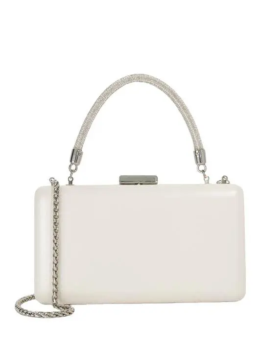 Dune London Leather Frame Clutch - Ivory