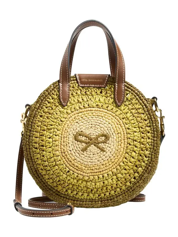 ANYA HINDMARCH Small Bow Round Raffia Tote - Gordal