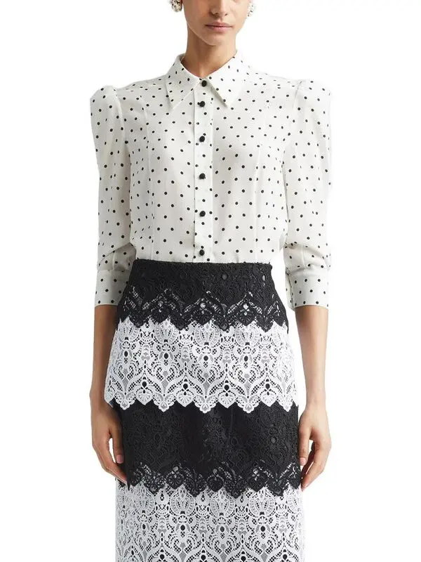 Carolina Herrera Polka Dot Silk Shirt - Ivory Multi