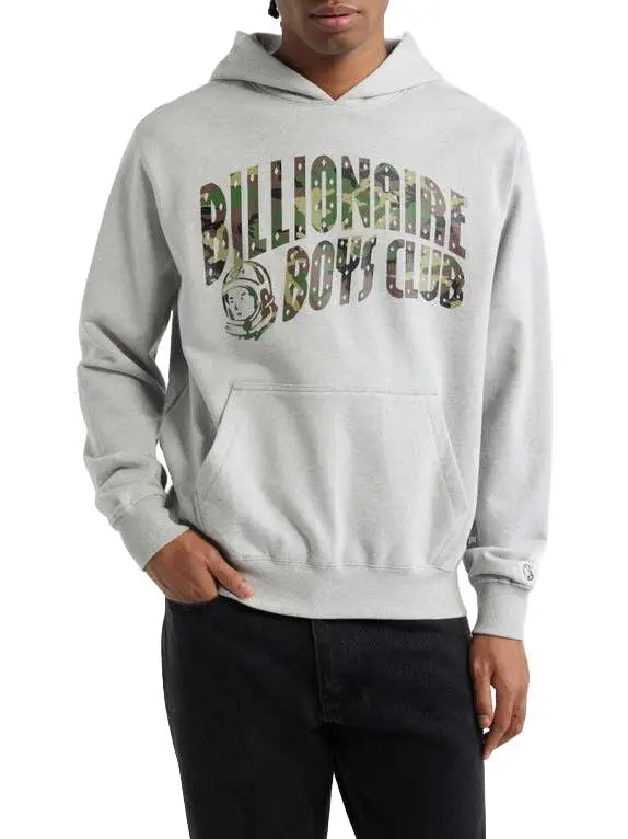 BILLIONAIRE BOYS CLUB Camo Logo Graphic Hoodie - Heather Grey