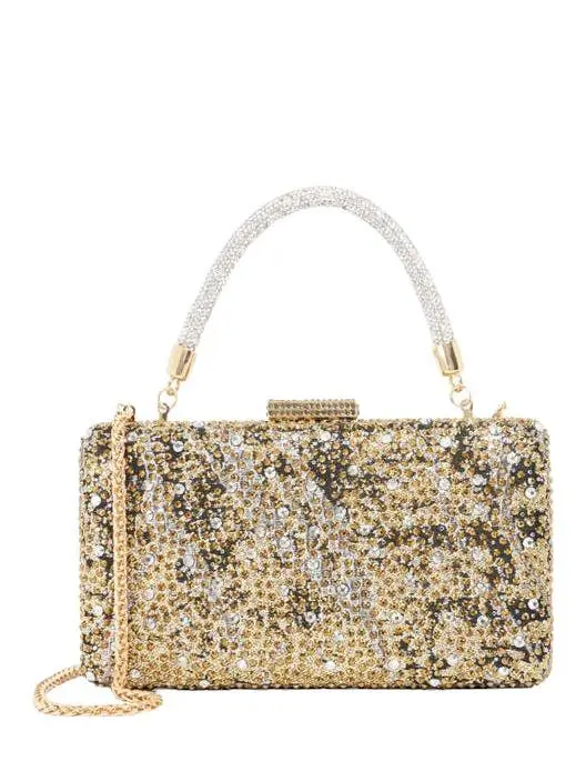 Dune London Rhinestone Embellished Clutch With Chain Strap - Black