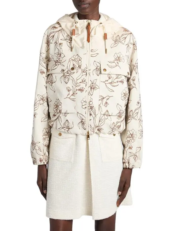 Moncler Nepeta Floral Brocade Hooded Jacket - Print