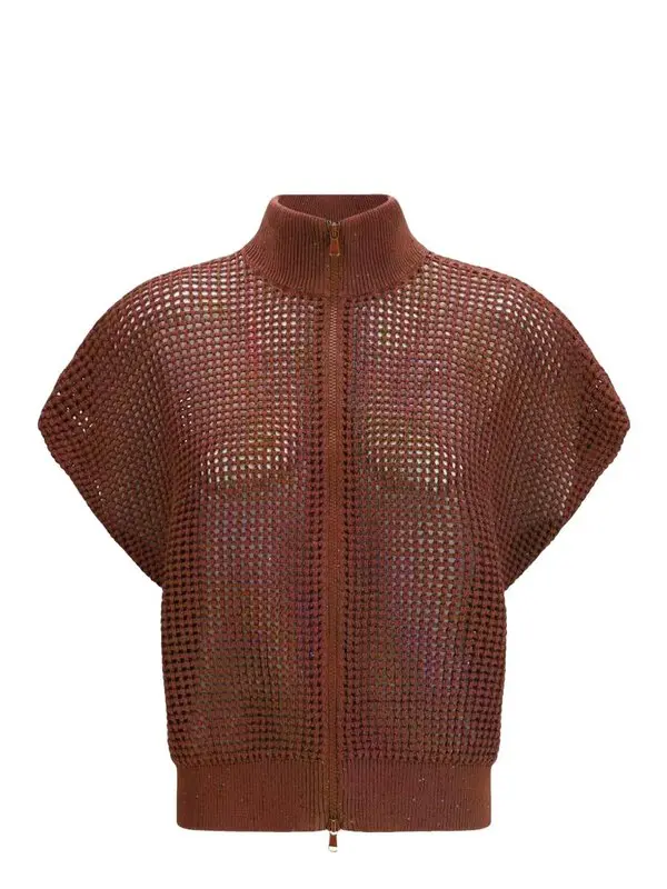 Brunello Cucinelli Open-knit Cardigan - Brown