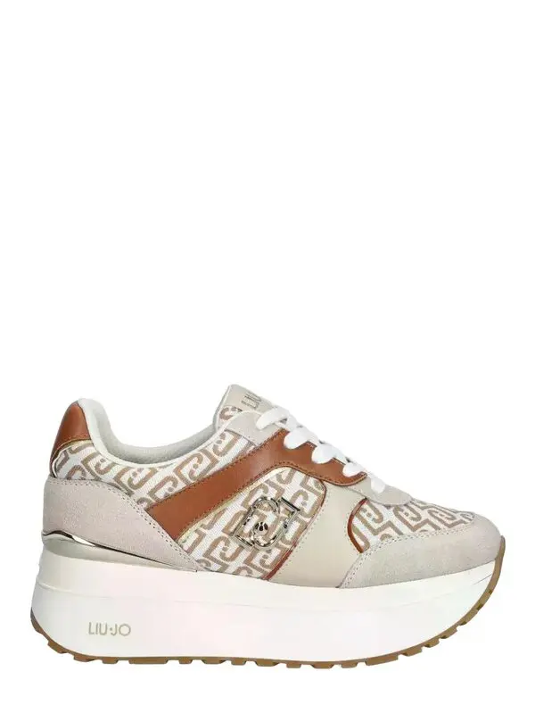 Liu Jo Monogram Jacquard Platform Sneakers - Neutrals