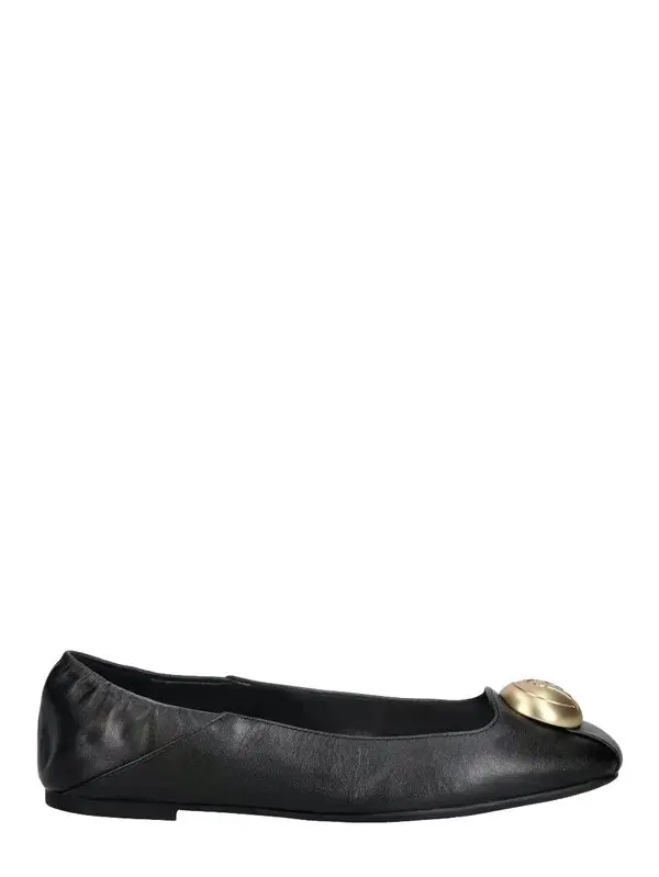 Liu Jo Leather Ballet Flats With Logo Detail - Black