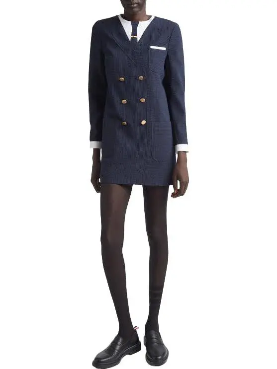 Thom Browne Trompe L'oeil Mixed Media Minidress - Navy