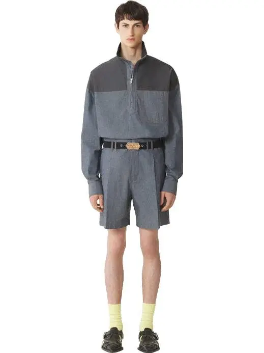 LANVIN Chambray Tailored Shorts - Navy Blue
