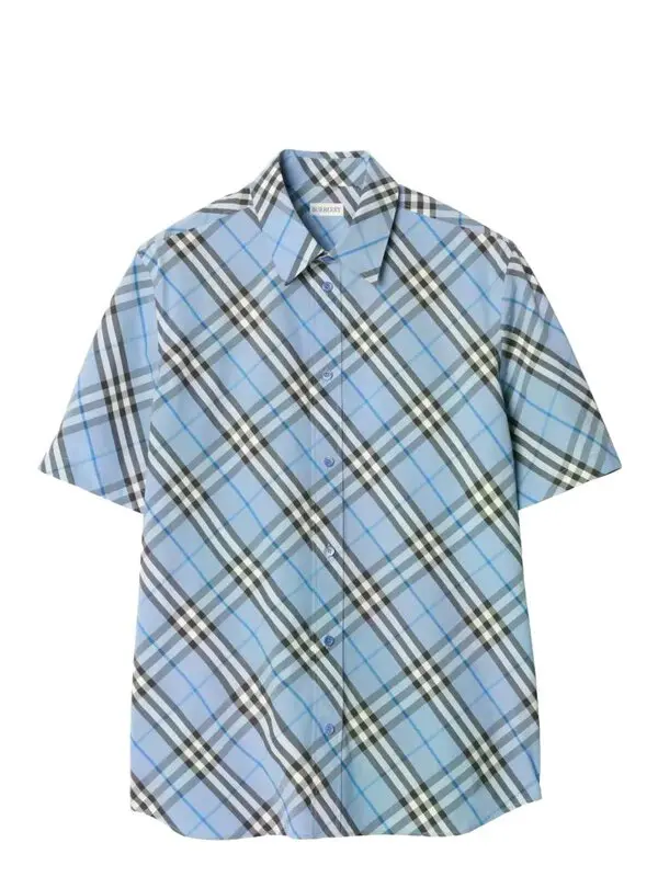 Burberry Classic-fit Check Cotton Shirt - Blue