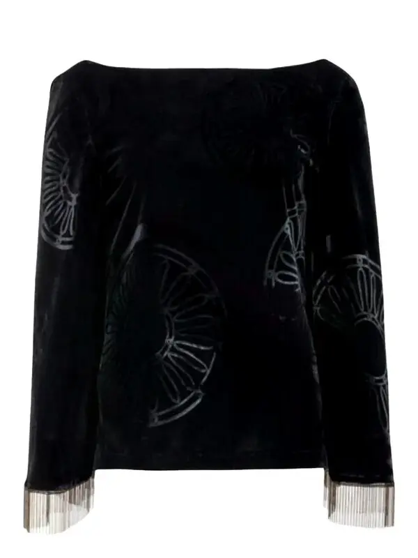 Themis Z Kyma Bell-sleeve Beaded Top - Black