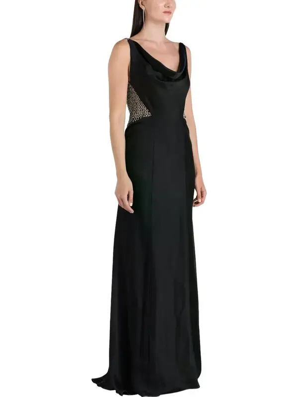 RHEA COSTA Elaris Embellished Cowl-neck Dress - Black