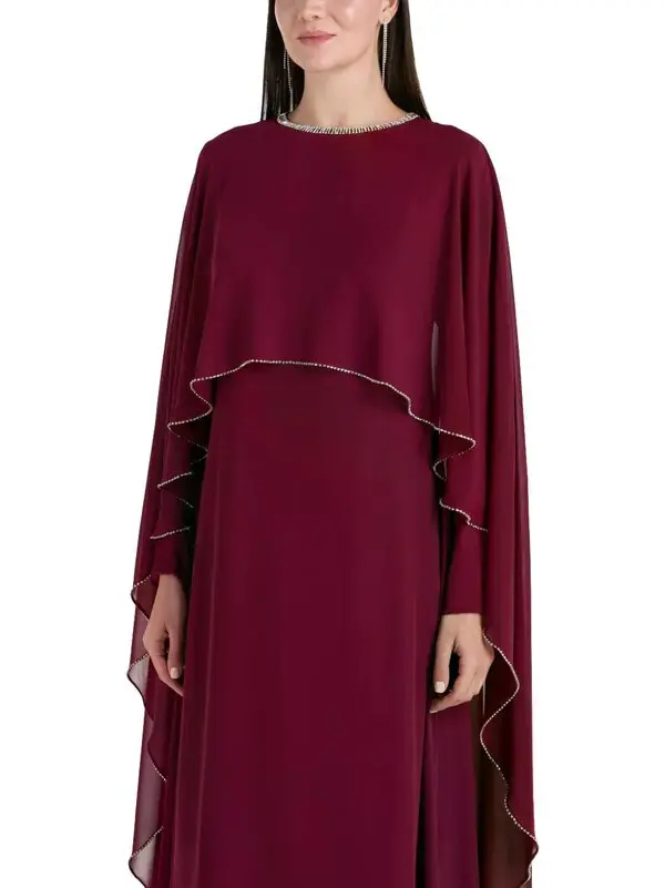 COPURS Samira Embellished Cape Maxi Dress - Red
