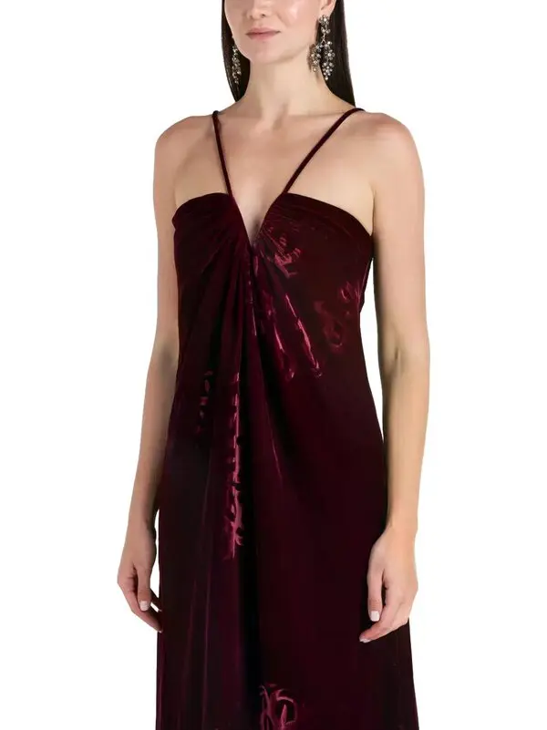 Themis Z Anthos Floral Velvet Maxi Dress - Red