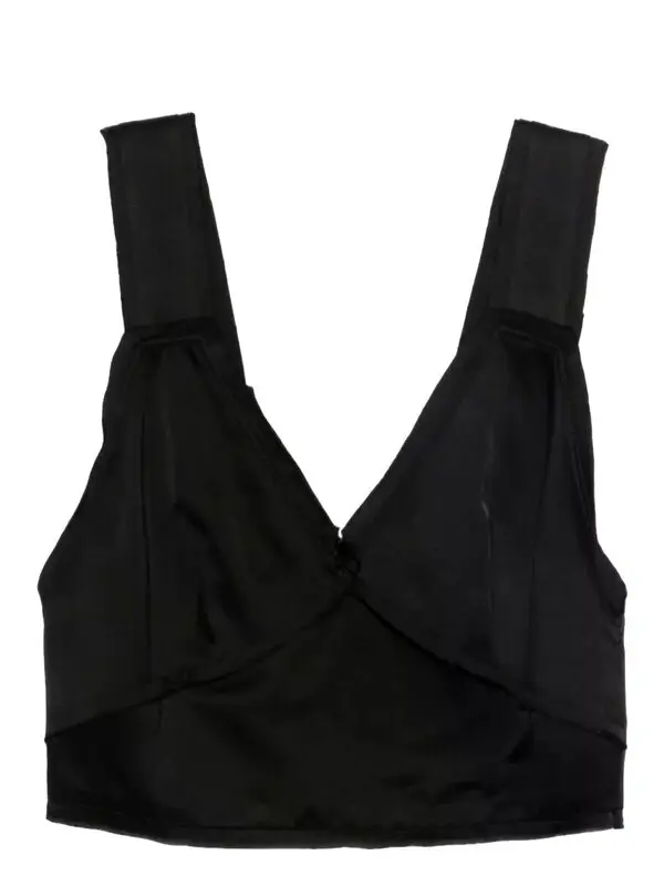 TOTEME Cropped V-neck Top - Black