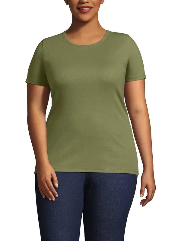 LANDS' END Cotton Rib T-shirt - Simply Olive