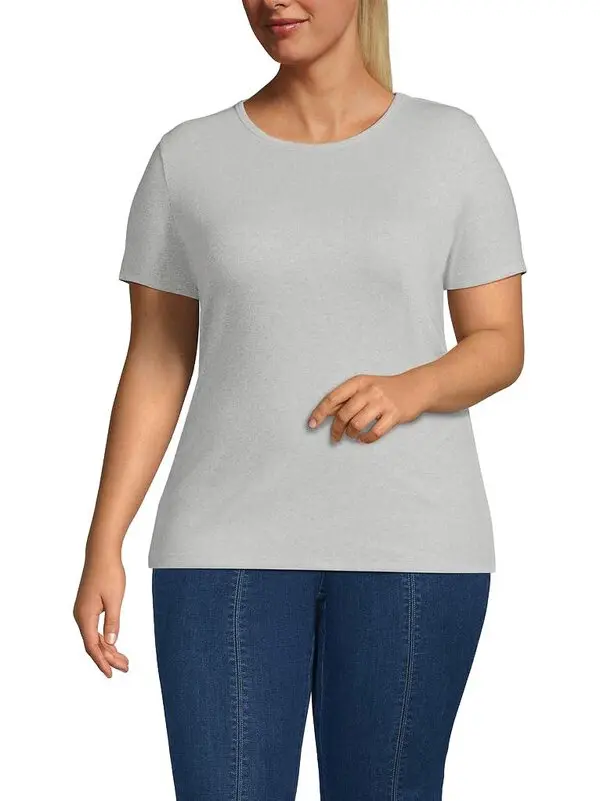 LANDS' END Cotton Rib T-shirt - Soft Light Gray Heather