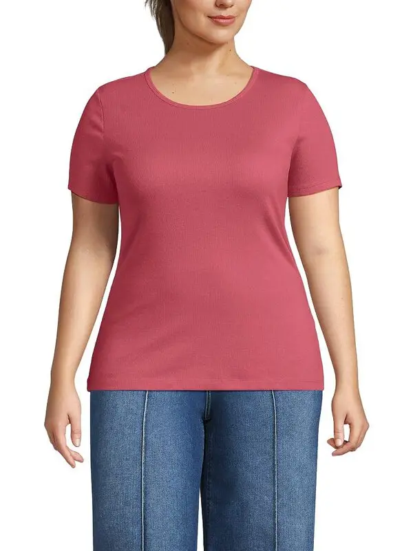 LANDS' END Cotton Rib T-shirt - Soft Mojave Rose