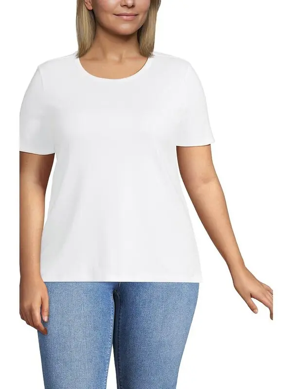 LANDS' END Micro Rib Knit T-shirt - White