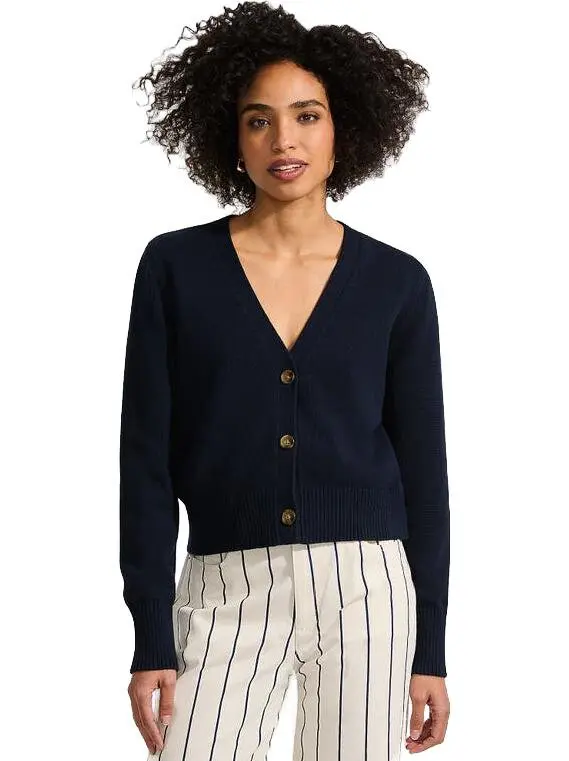 LANDS' END Drifter V-neck Cardigan Sweater - Radiant Navy