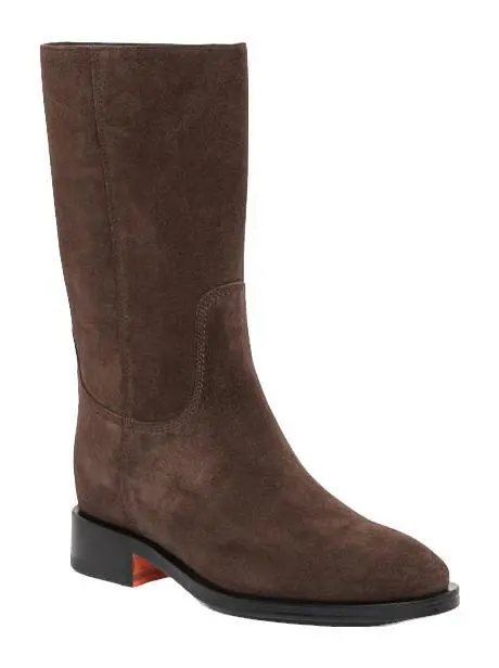 Santoni Leather Mid-calf Boots In Suede - Brown