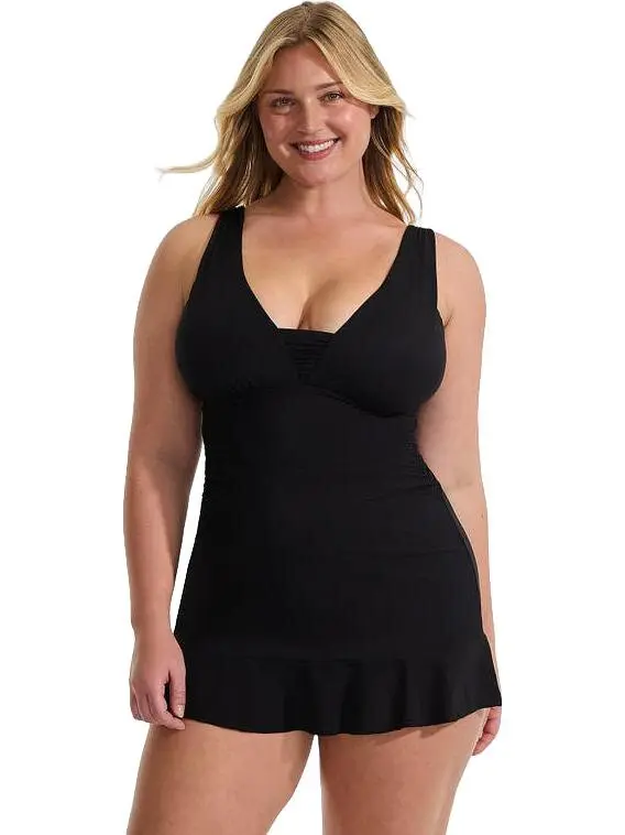 LANDS' END Slendersuit Grecian Mini Swim Dress - Black