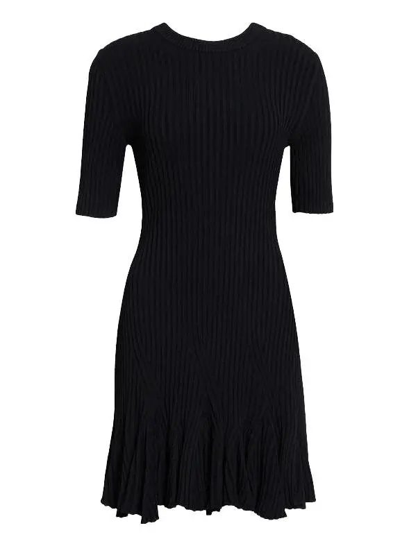 Proenza Schouler Leandra Short Sleeve Rib Sweater Dress - Black