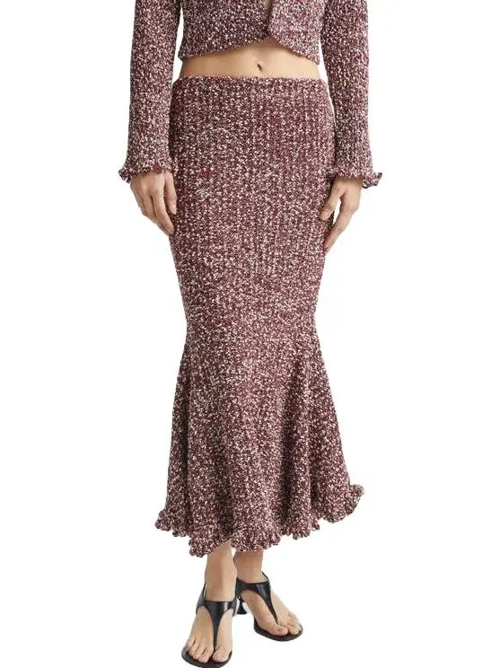 Proenza Schouler Colette Cotton & Linen Trumpet Skirt - Wine Multi