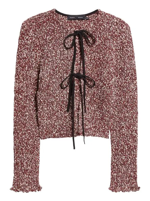 Proenza Schouler Colette Cotton & Linen Popcorn Slub Cardigan - Wine Multi