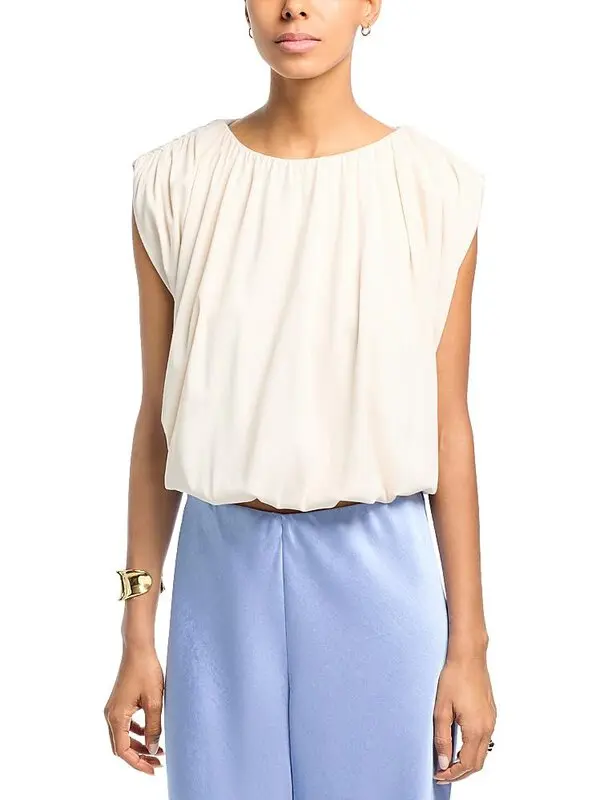 Line & Dot Vireo Draped Top - Ivory
