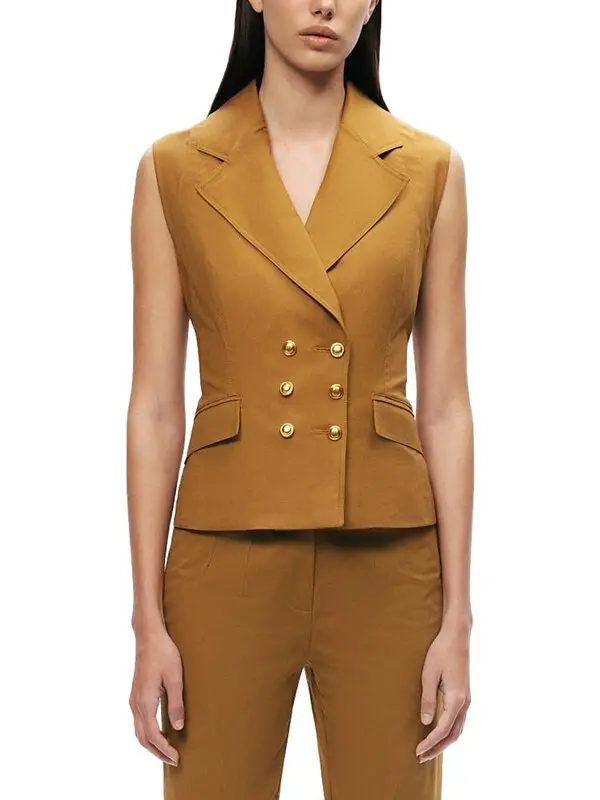 NOCTURNE Tailored Double-breasted Vest - Camel