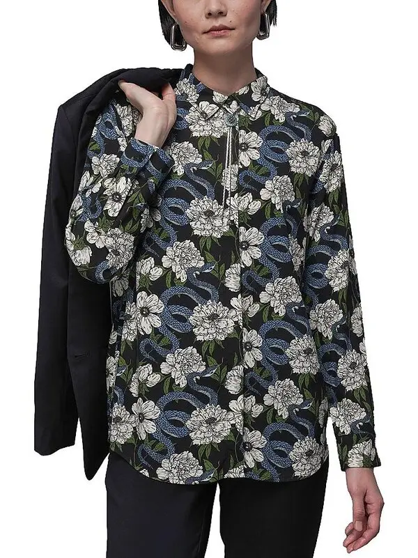 WILDFANG Empower Long Sleeve Button-up Shirt - Garden Snake Oat