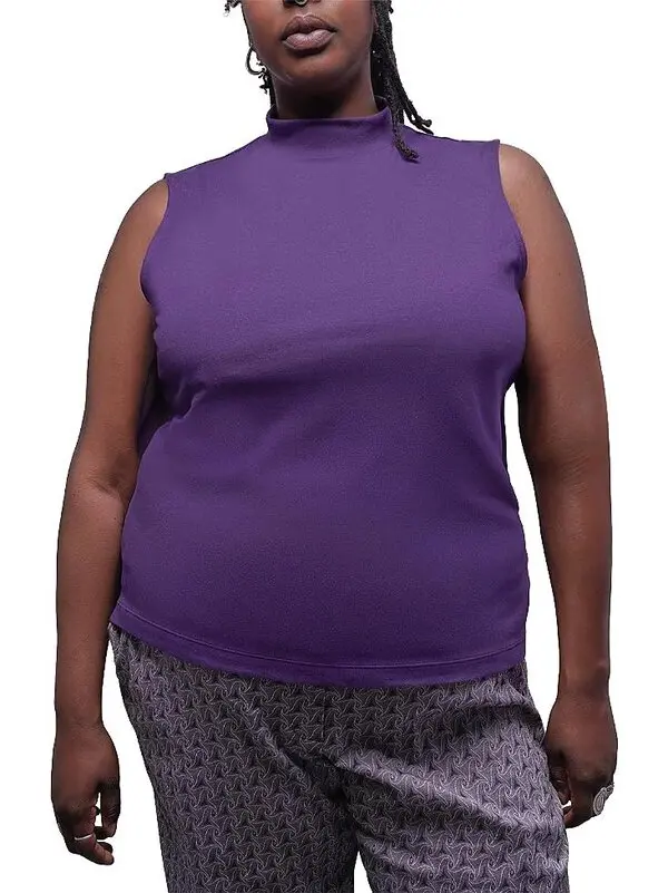 WILDFANG Everyday Mock Neck Tank Top - Plum