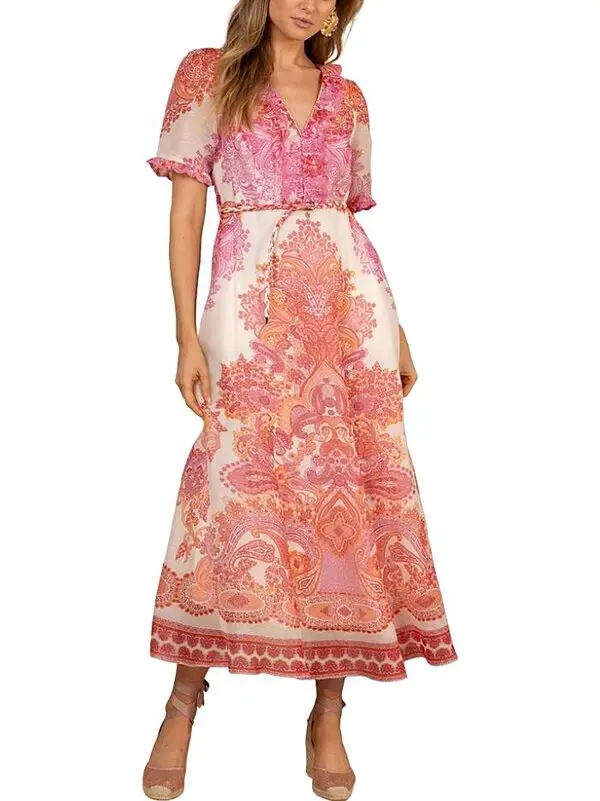 Hale Bob Micah Organza Maxi Dress - Pink