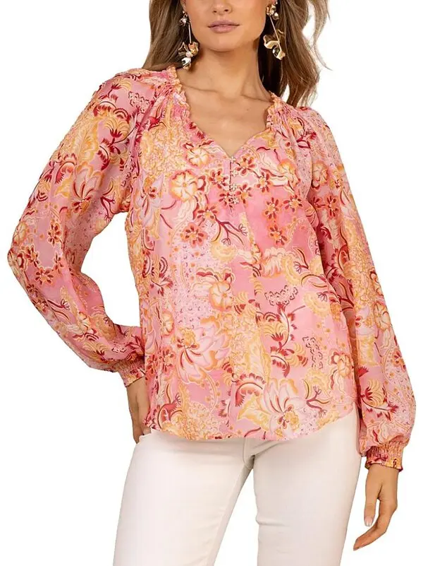 Hale Bob Nataly Colton Voile Top - Coral