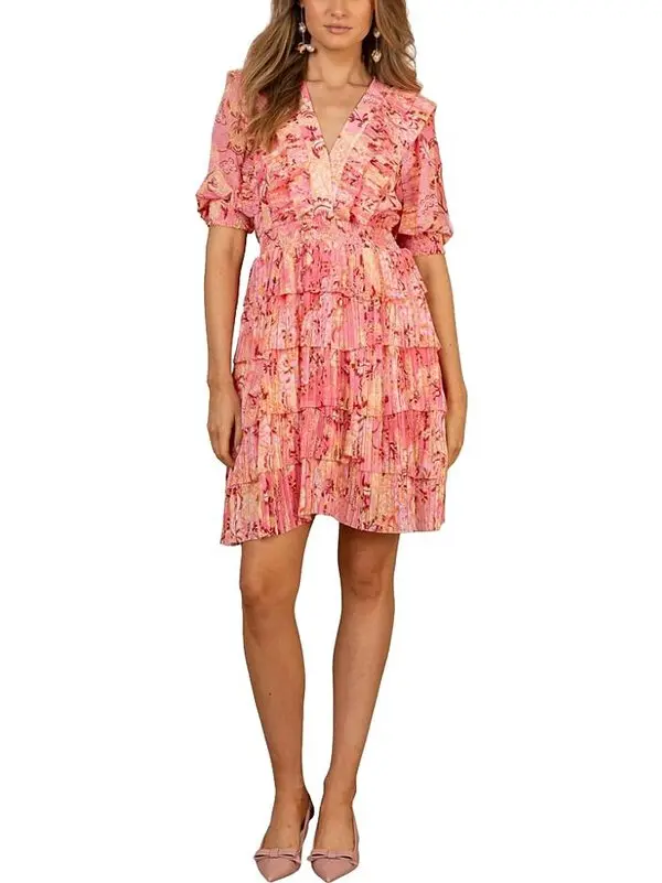 Hale Bob Zoya Chiffon Dress - Coral