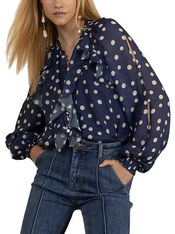 Hale Bob Jaylene Silk Top - Navy
