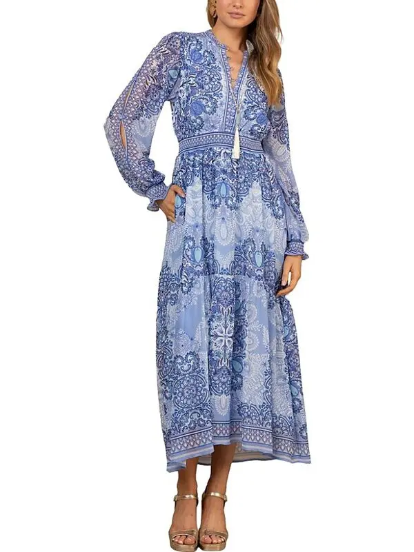 Hale Bob Eleanora Chiffon Maxi Dress - Blue