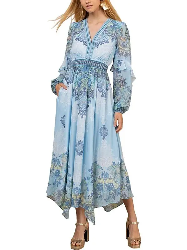 Hale Bob Kamilah Chiffon Dress - Blue