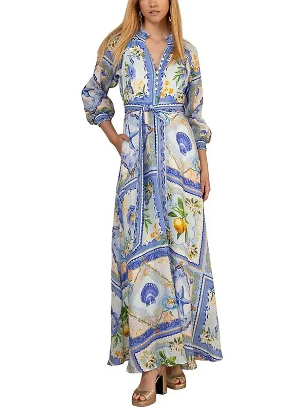 Hale Bob Lakelynn Linen Maxi Dress - Blue