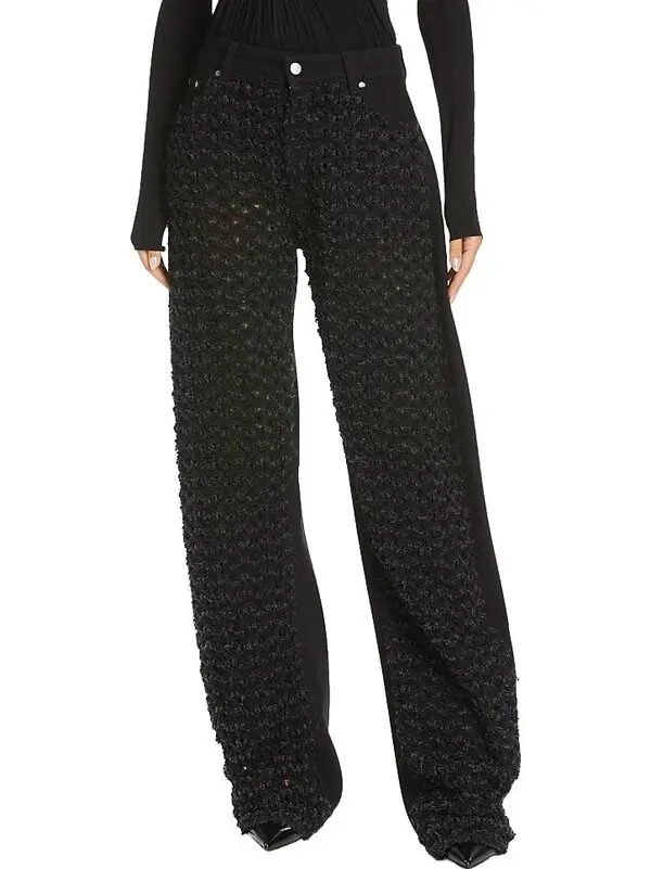 Stella McCartney Mid Waist Laser Boucle Relaxed Curve Jeans - Black