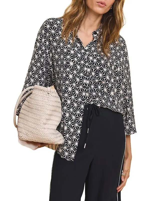 Mint Velvet Geometric Print Resort Shirt - Blue
