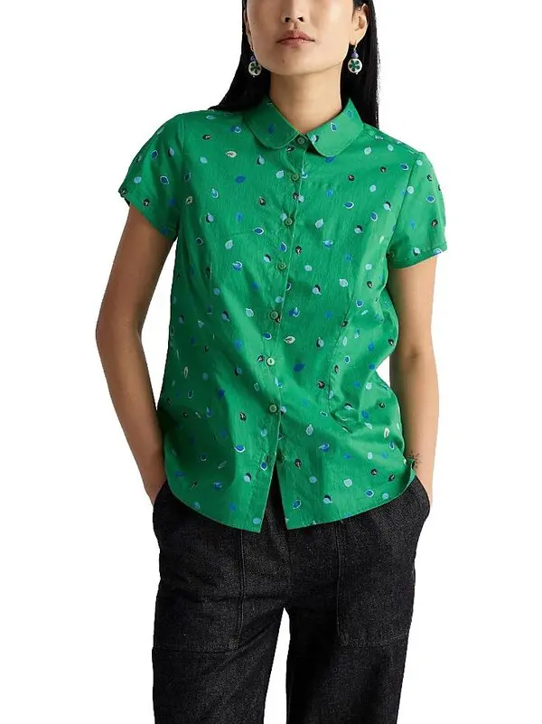 SEASALT CORNWALL Rushmaker Shirt - Petal Spot Bright Green