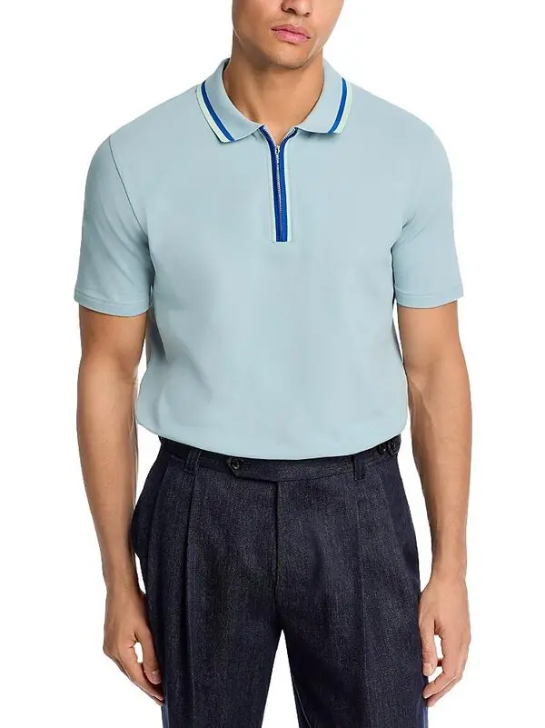 Paul Smith Zipper Polo Shirt - Light Blue