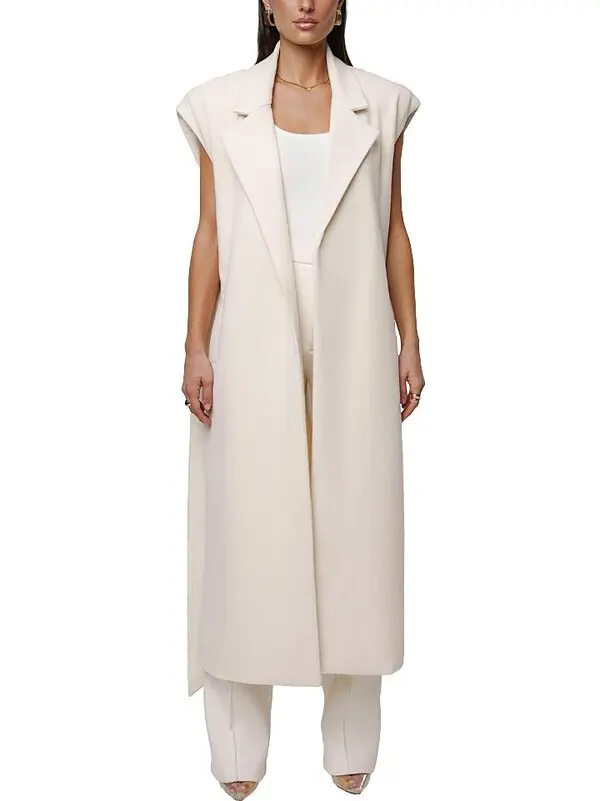 JLUXLABEL Woven Tie-waist Coat - Ivory